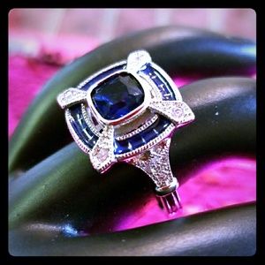 Jewelry | Zircon Aaaaa Blue Ring In 18k White Gold Filled | Poshmark